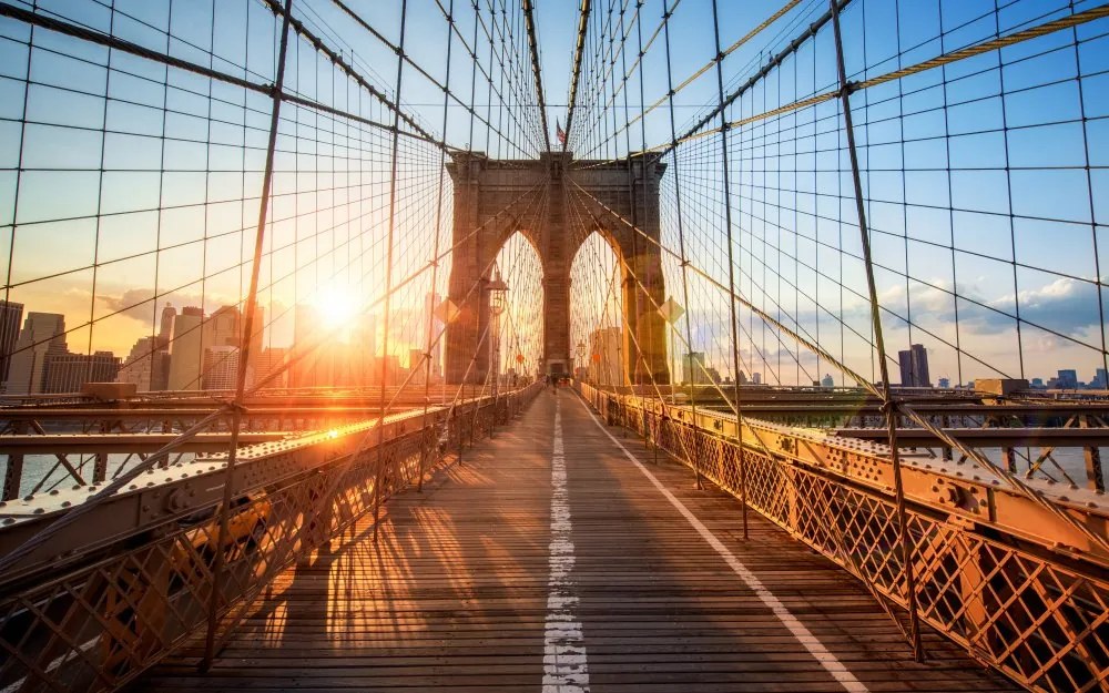Vícedílný obraz Brooklynský Most V New Yorku Nedostatek Nedostatek Přírodní plátno 240x150