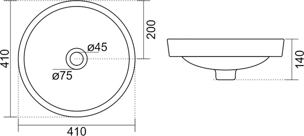 Aqualine Aqualine, ROLA keramické umyvadlo zápustné, průměr 41cm, bílá, NP545