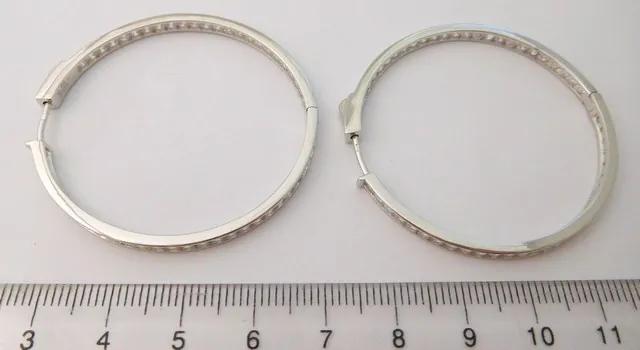 Obrovské velké stříbrné rhodiované kruhy s jednou řadou zirkonů průměr - 4,5cm/45mm 925/1000 030922400001