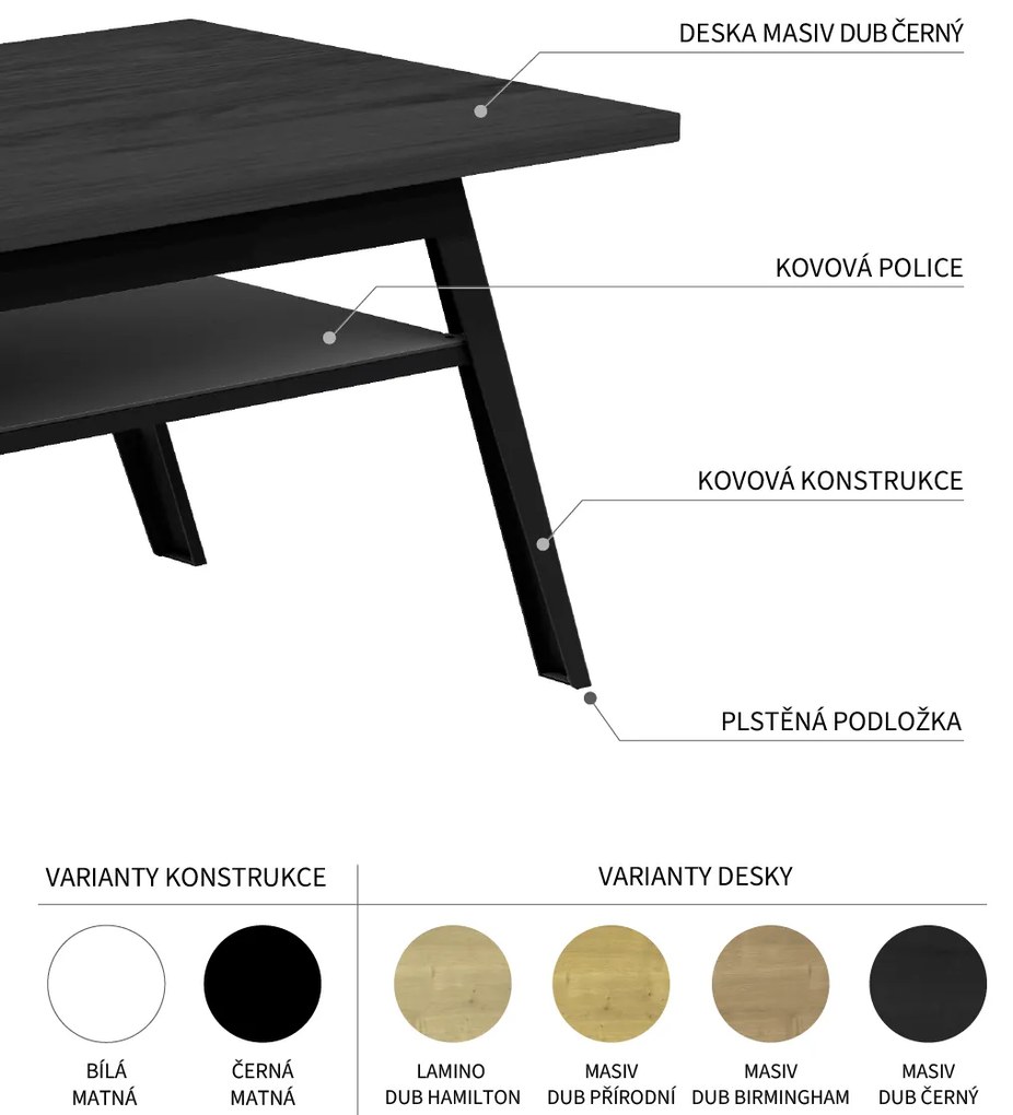 Kovový konferenční stůl C20, dub Hamilton ZVOLTE TYP DŘEVA:: Masiv dub BIRMINGHAM