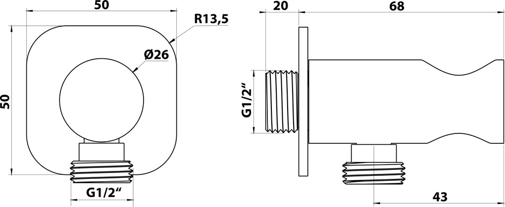Sapho držák sprchy pevný s vyústěním černá SG403NE