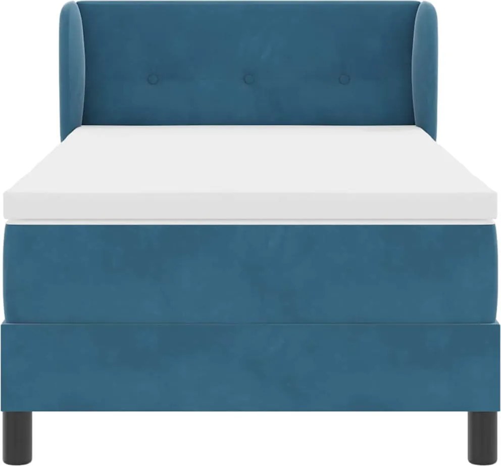 Postel s boxspringem s čelo Tmavě moddrá 80 x 200 cm samet 3340362