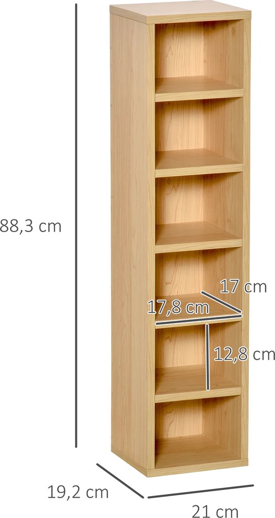 HOMCOM Sada 2 sloupových polic pro skladování CD-DVD, 6 + 6 oddílů, rozměry 21D x 19Š x 88V cm, maximální kapacita 160 CD, barva buku