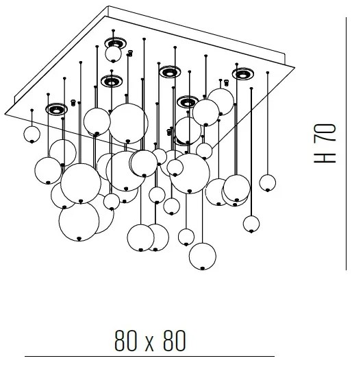 Metal Lux 253.380.01 Bolero, luxusní závěsné svítidlo, 36 kuliček čirého skla, 8x10W LED, prům. 80x80cm, délka závěsu: 70cm