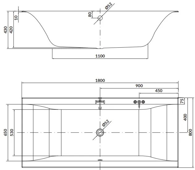 Cersanit Larga akrylátová vana 180x80cm + nožičky, bílá, S301-306