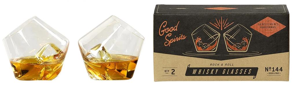 GENTLEMEN'S HARDWARE Sklenice na whisky Rocking Whisky Glasses - set 2 ks, čirá barva, sklo
