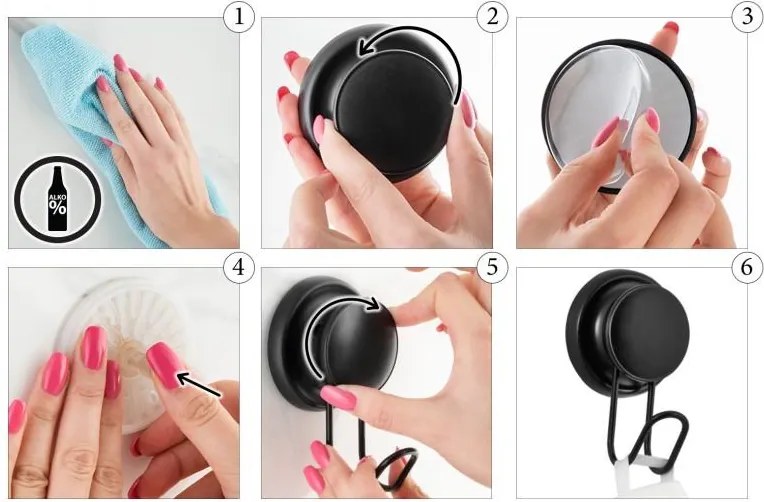 Erga Gavi, 2-háček na ručníky na přísavce, černá matná, ERG-YKA-CH.GAVI-H2-BLK