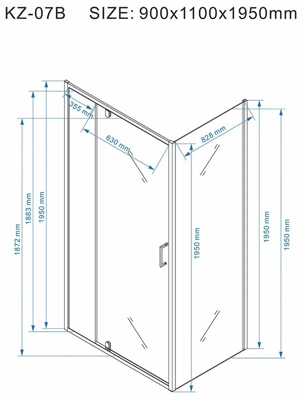 BPS-koupelny Obdélníkový sprchový kout HYD-OK07B 110x90 černá/transparent