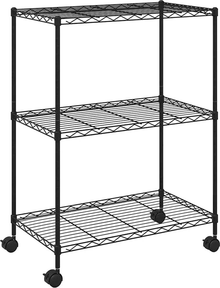 3patrový úložný regál na kolečkách 60 x 35 x 81 cm černý 150 kg 324626