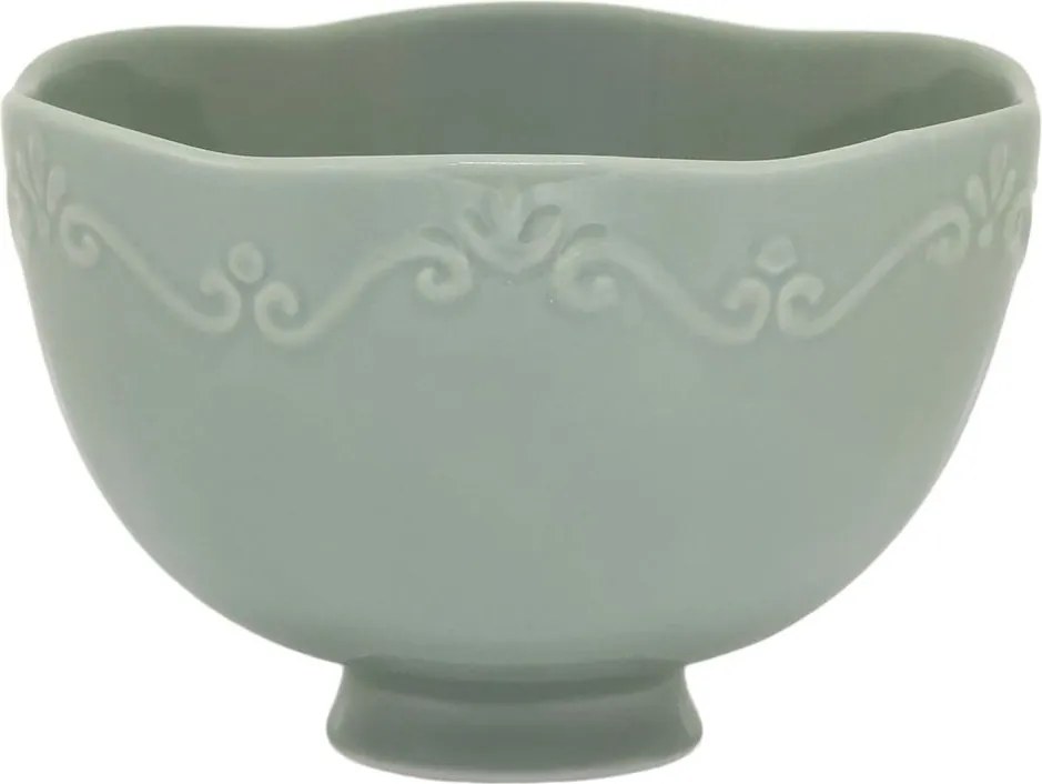 Zelená porcelánová miska s krajkou Provence lace verte - Ø 14*10 cm / 650 ml