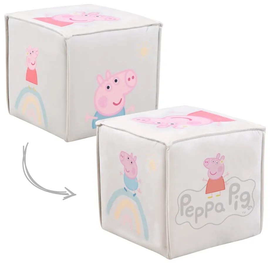 Bílý sametový dětský puf Peppa Pig – Roba