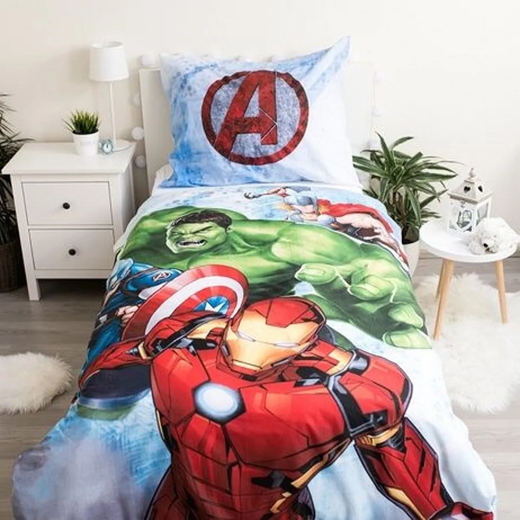 Jerry Fabrics Povlečení Avengers Heroes 140x200, 70x90 cm