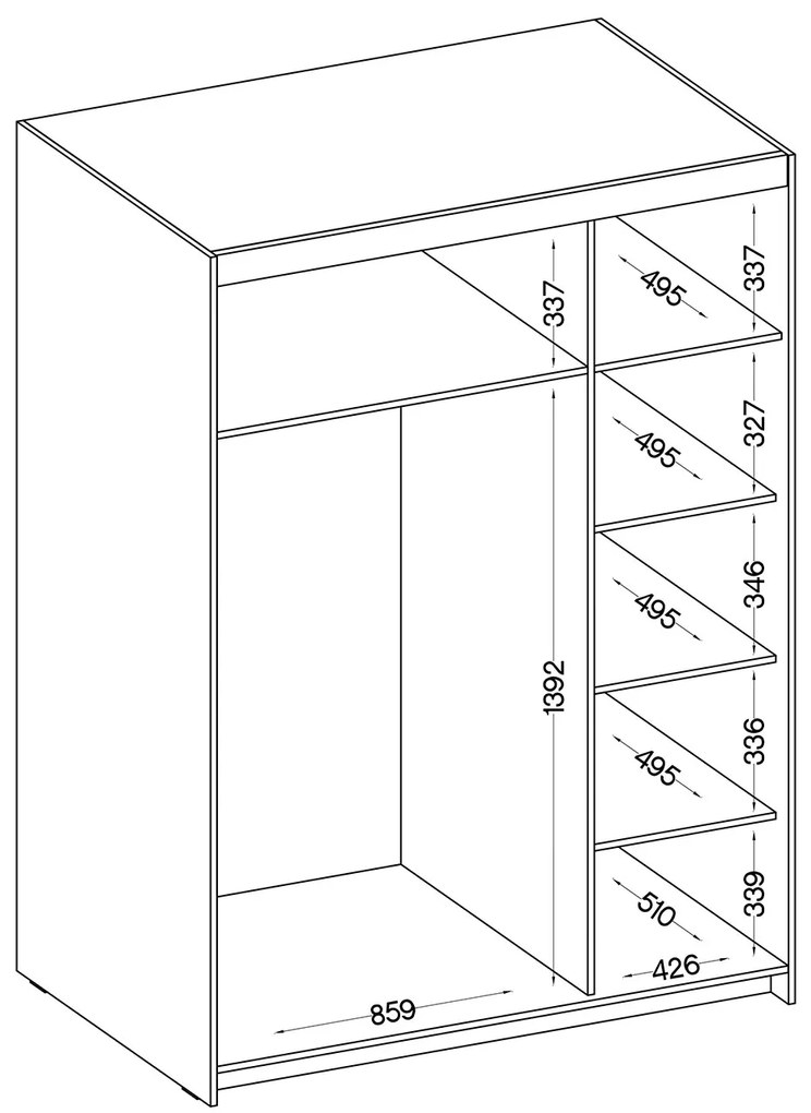 Skříň se zrcadlem ELENI 3D dub sonoma