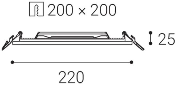 LED2 SLIM-Q, zápustné stropní LED svítidlo, IP43 Velikost svítidla: XS