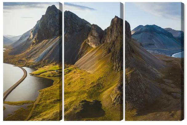 Vícedílný obraz 3D Letecký Pohled Na Islandské Hory Nedostatek Nedostatek Přírodní plátno 180x120