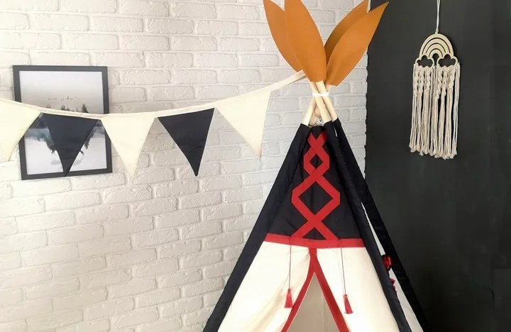 Dětský stan TEEPEE (TÝPÍ) INDIÁN s doplňky - béžový