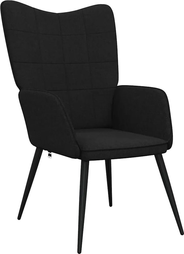 Relaxační židle se stoličkou černá textil 327958