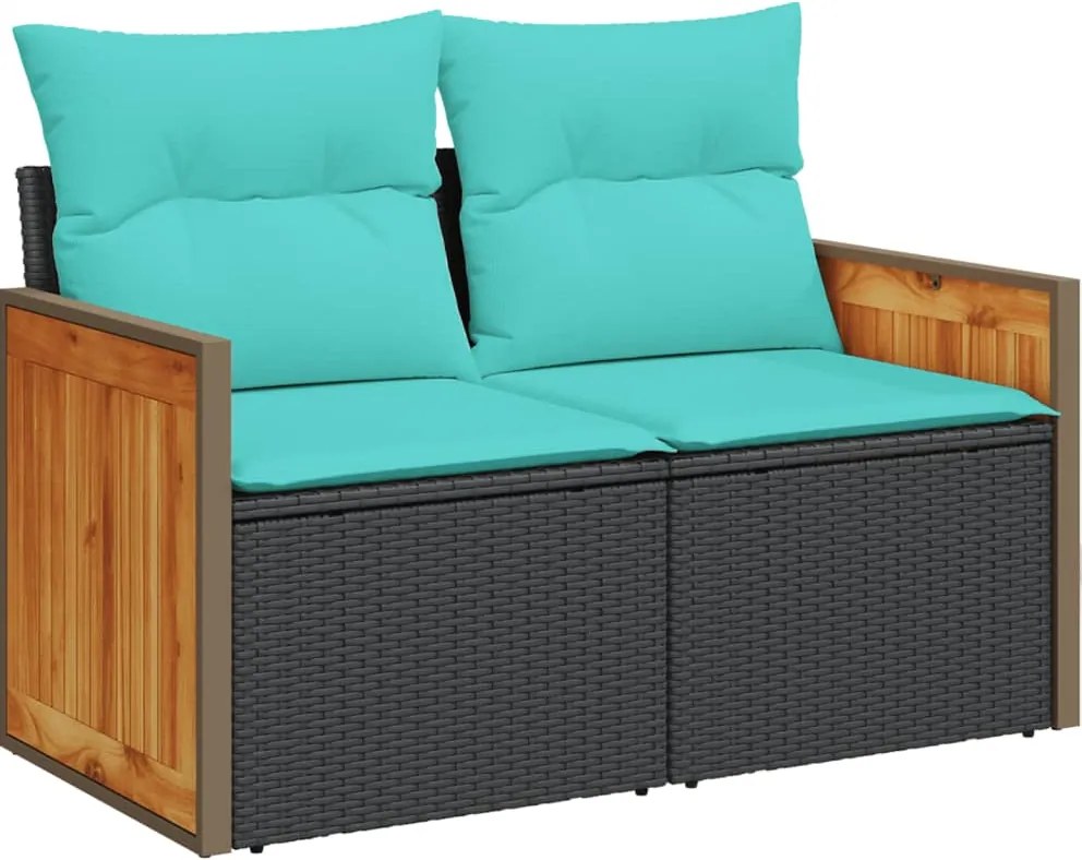 7dílná zahradní sedací souprava s polštáři černá polyratan 3227870