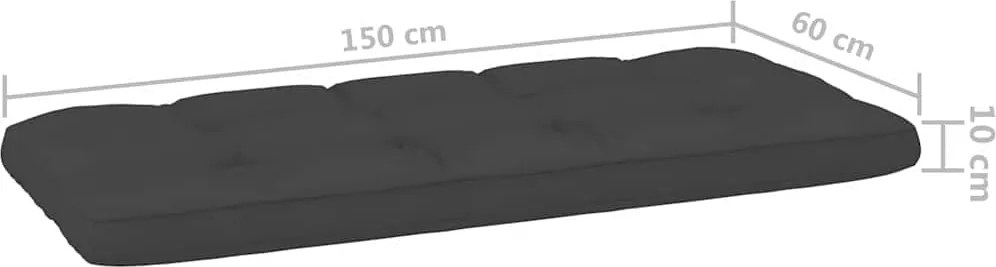 Zahradní lavice antracitové podušky 179cm impregnovaná borovice 3065756