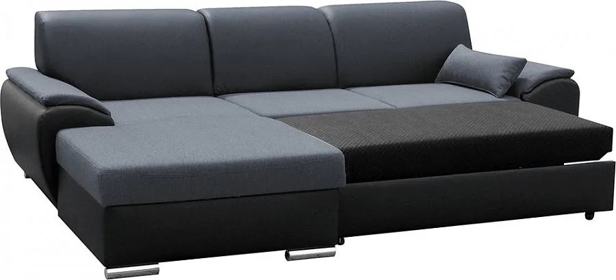 Tempo Kondela Rohová sedací souprava EMILY ROH MALÝ, rozkládací s úložným prostorem, levá, černá/tmavě šedá