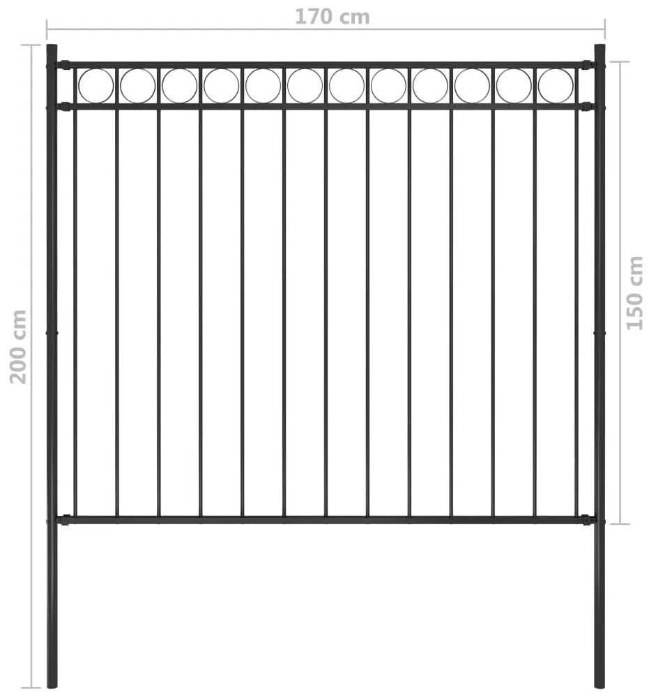 vidaXL Marketos Zahradní plot Assen ocelový 1,7 x 1,5 m černý
