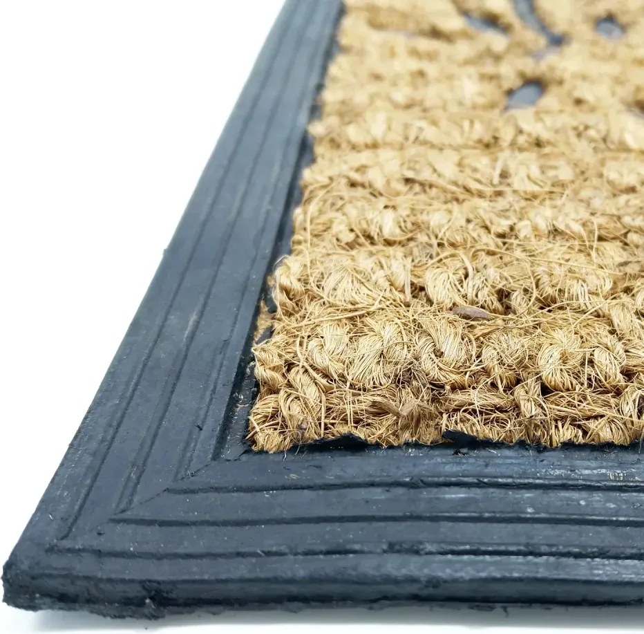 Kokosová rohožka Strom, 70 × 40 cm – přírodní motiv, gumová protiskluzová spodní strana
