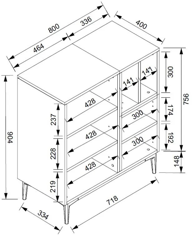 Skříňka 2-dveřová Nola, dub artisan/černá