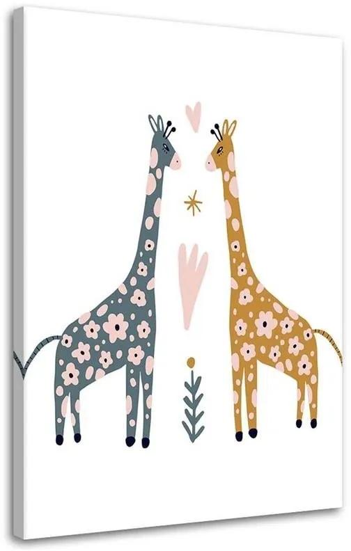 Obraz na plátně Žirafa Zvířata Akvarel - 60x90 cm