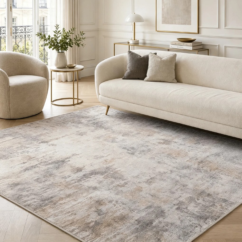 HOMCOM omyvatelný koberec s abstraktním vzorem, 200 × 140 cm, hnědá
