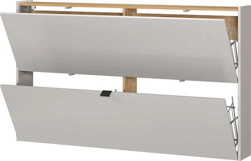 Krémový výklopný/závěsný botník v dekoru dubu 140x83x18 cm Ameca – Germania