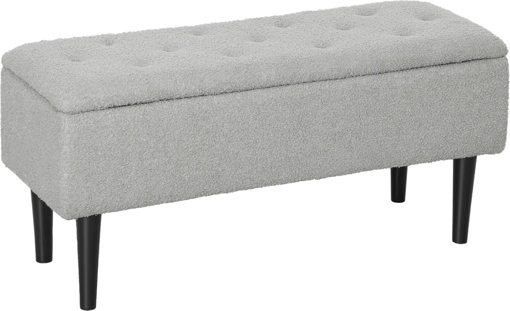 HOMCOM Lavice s úložným prostorem Čalouněná lavice s výklopným víkem v šedém sametovém vzhledu Komoda do obývacího pokoje Ložnice 95 x 38 x 45 cm | A…