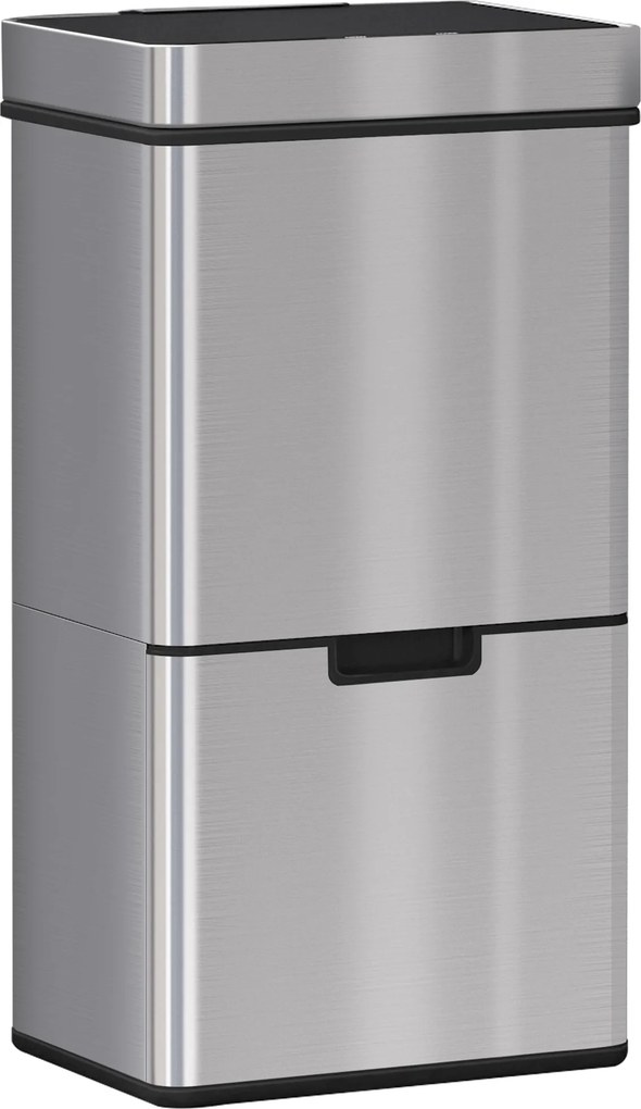 HOMCOM Odpadkový koš 72L Odpadkový koš se senzorem, systém třídění odpadu, 3 přihrádky, nerez, stříbrná, 42x30x81 cm| Aosom