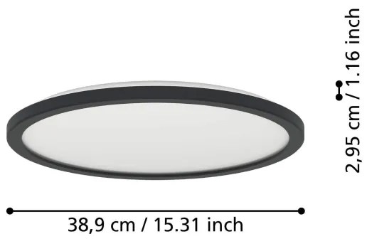 Eglo 901454-LED St. koupel. svítidlo ROVITO-R 18,5W/230V pr.38,9cm IP44 černá+DO