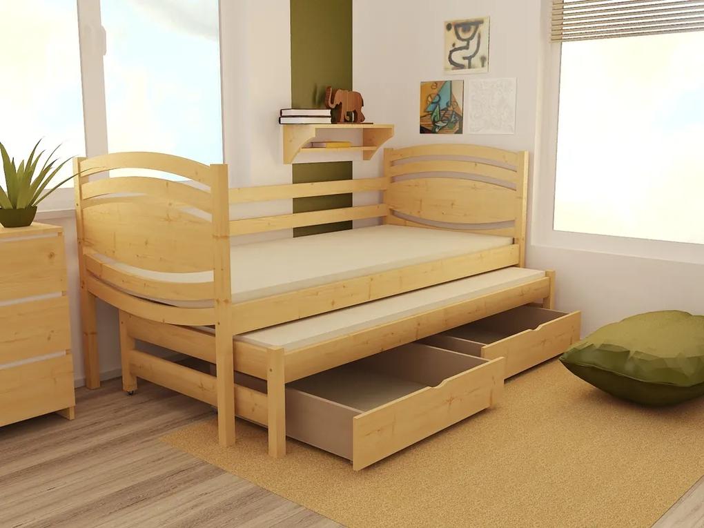 Vomaks Dětská postel s výsuvnou přistýlkou DPV 027 80 x 180 cm surové dřevo