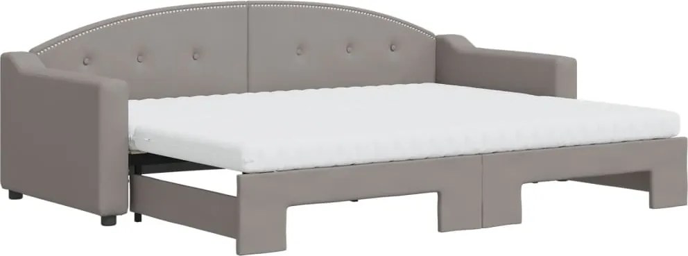 Válenda s přistýlkou a matracemi taupe 80 x 200 cm textil 3197546