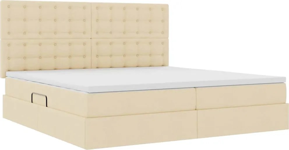 Postel s úložným prostorem a matrací Krémová 200 x 200 cm 3371932