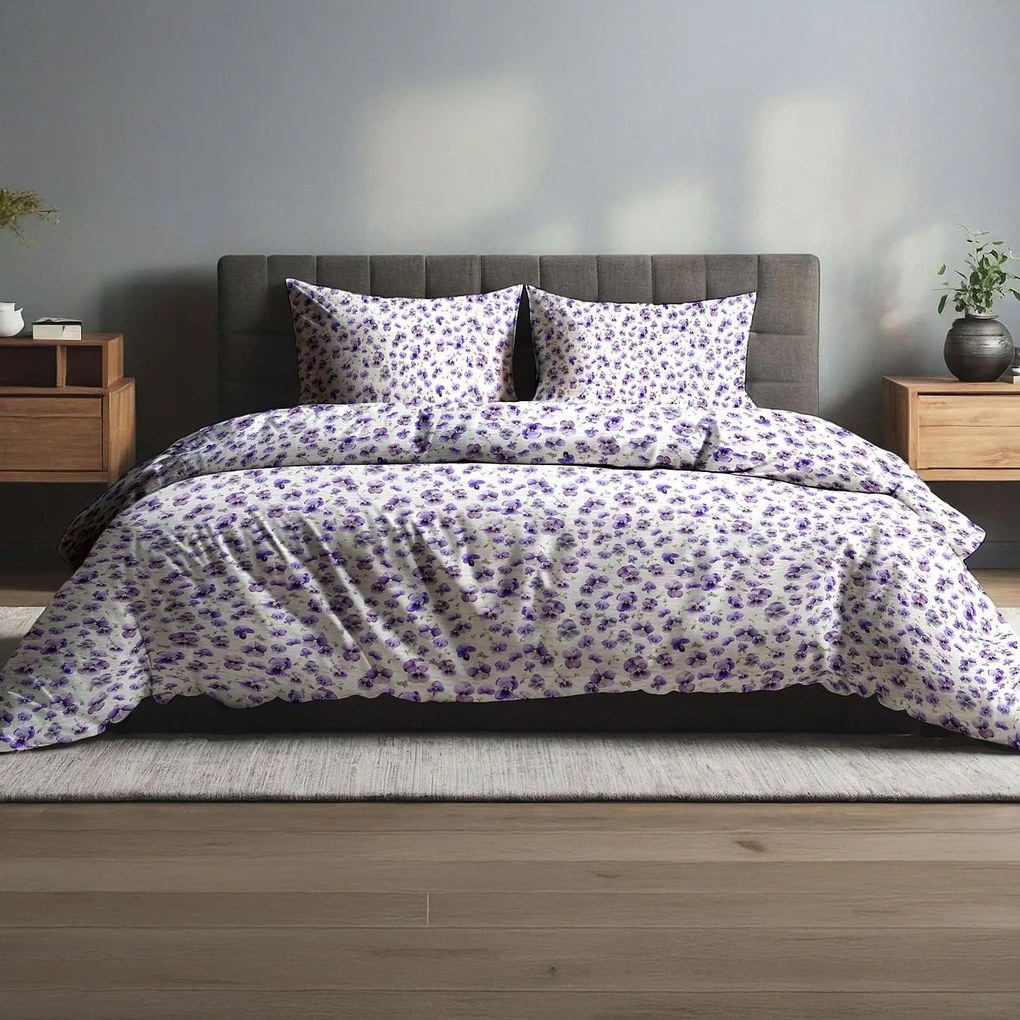 Krepové perkálové povlečení Macešky Velikost: 140 x 200 + 70 x 90