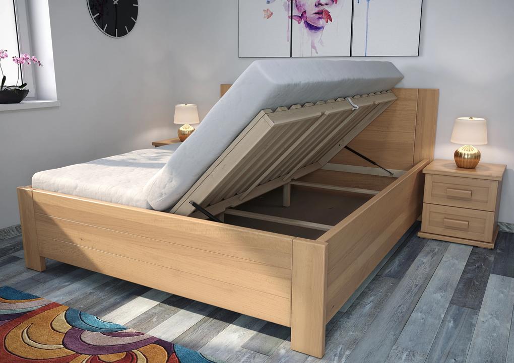 Buková postel Ivana s úložným prostorem