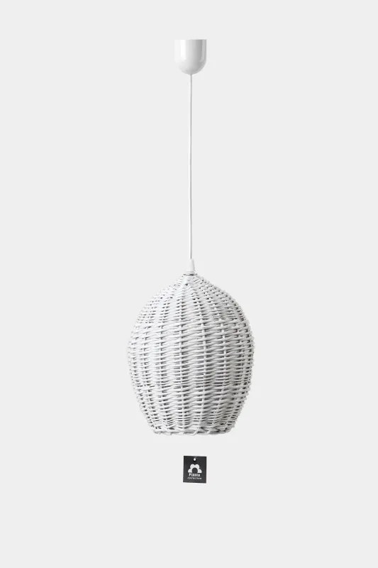 Závěsné svítidlo EGG | Ø22x26cm, proutí / bílá | Planta Design (LYL14057W)