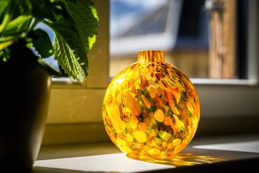 Skleněná olejová lampa SCUTI – Medově žlutá