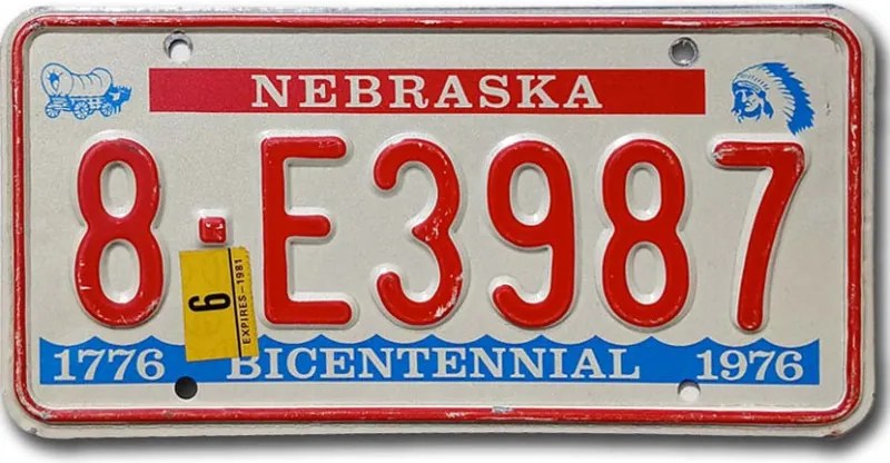 Americká SPZ Nebraska Bicentennial 8-E3987