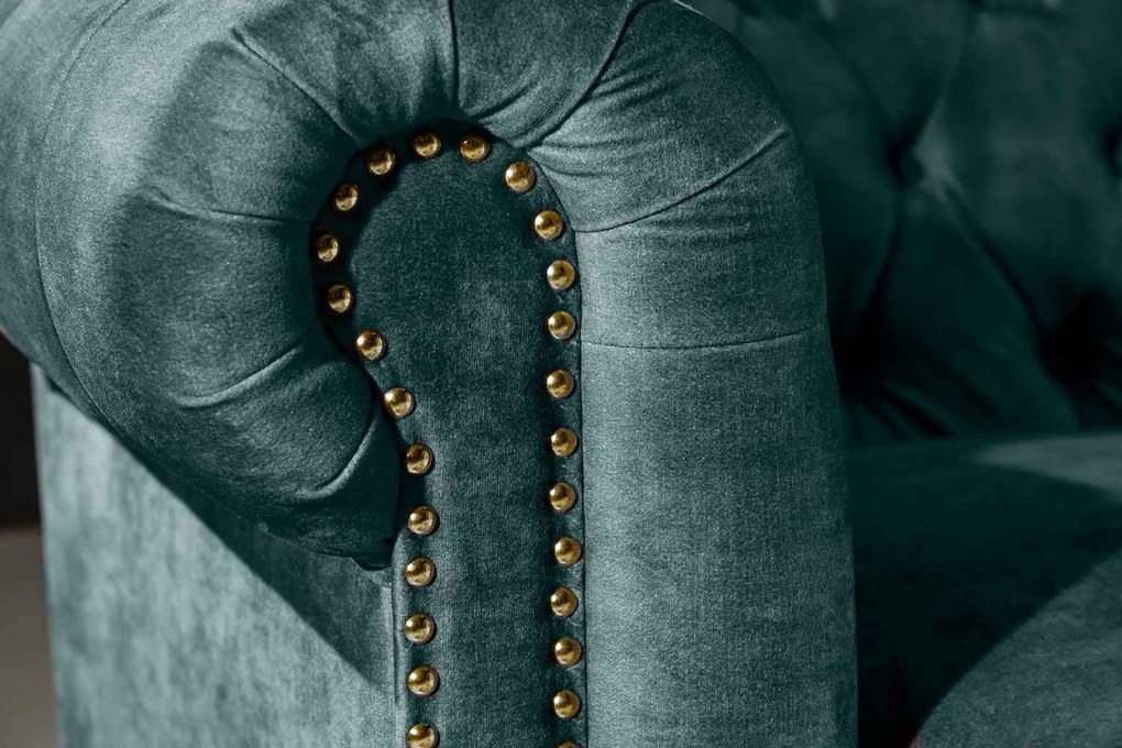 Designová trojsedačka Chesterfield 205 cm petrolejový samet