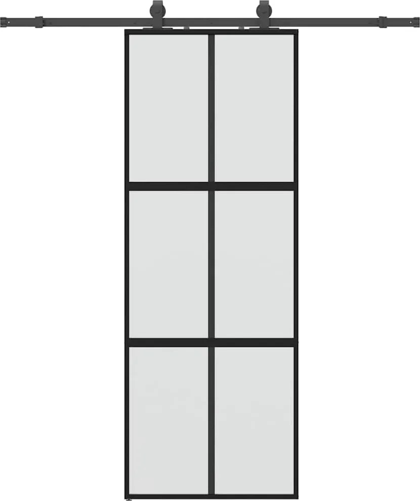 Posuvné dveře se sadou kování černé 76x205 cm Tvrzené sklo 3375820