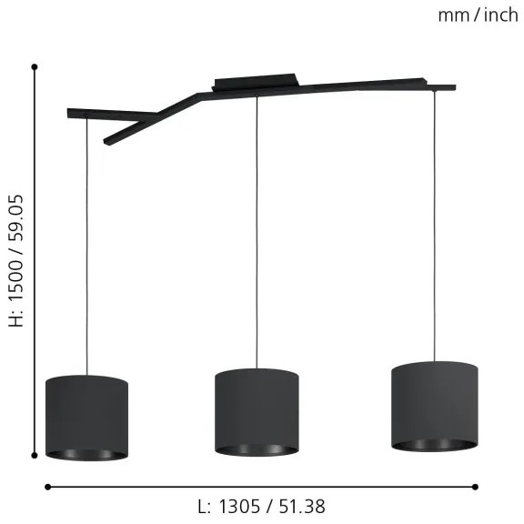 Eglo 39886 - Lustr na lanku BALNARIO 3xE27/40W/230V