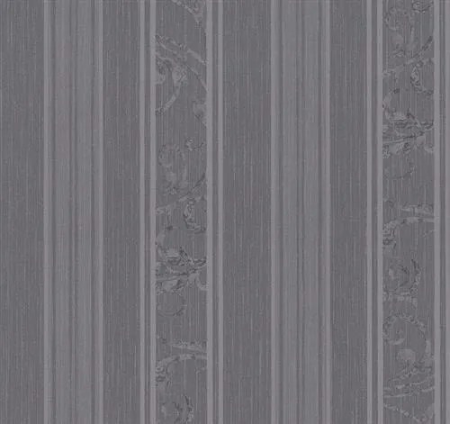 Vliesové tapety na zeď Graziosa pruhy s ornamentem šedo-fialové