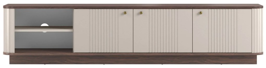 TV stolek Vesper 3D 187 cm - kašmír / ořech / zlaté úchyty