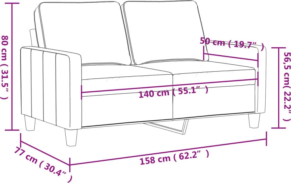 vidaXL 2místná pohovka 140 cm samet [359208] Barva: Černá