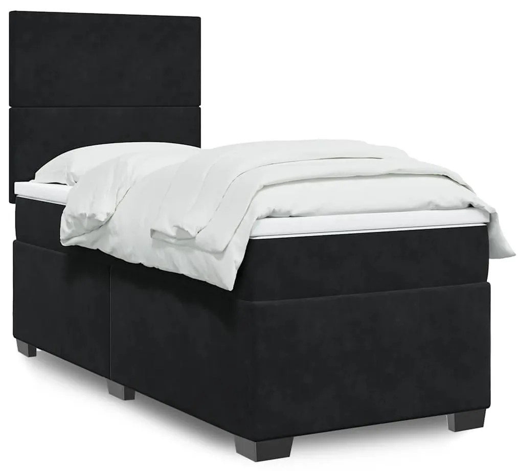 Box spring postel s matrací černá 90x190 cm samet 3293082