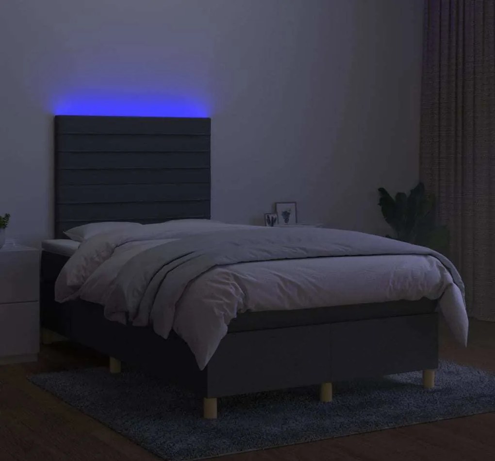 vidaXL Box spring postel s matrací a LED 120 x 200 cm textil [3135504] Barva: tmavě hnědá