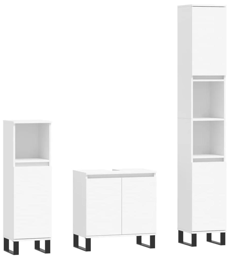 3dílný set koupelnových skříněk bílý kompozitní dřevo,  3187797
